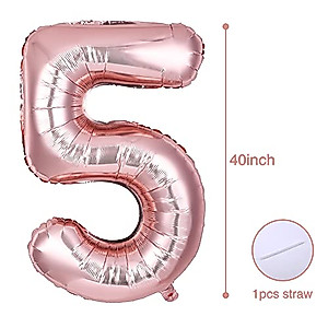 Number 7 and Number 5 Balloons, 40 Inch Rose Gold Number Balloons, Large Digital 75 Balloon, Foil Mylar Balloons Decorations for Birthday Party, Wedding, Anniversary, Graduations