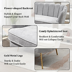 ARCLIS Loveseat Sofa for Small Spaces, 2 Seater Small Couch Sofa Upholstered Chenille Fabric Love Seat with Gold Metal Legs for Apartment Office Living Room (Gray)
