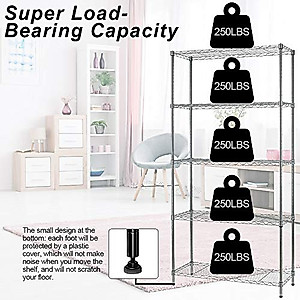5-Tier Large Metal Coated Garage Industrial Shelf,Heavy Duty Wire Storage Kitchen Shelving Unit,Height Adjustable Sturdy Steel Shelf Wire Rack Organizer,Utility Commercial Grade Shelves Pantry Chrome