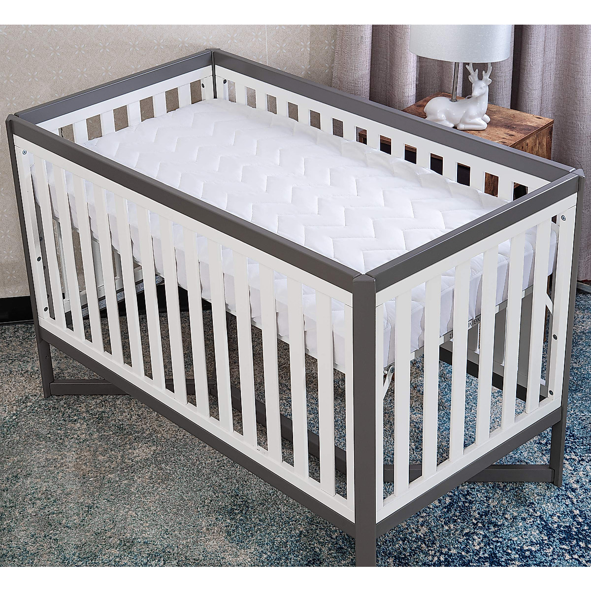 Waterguard Quilted Cotton Mattress Pad - Crib Size - Soft, Comfortable, and Fluffy Mattress Pad - Waterproof Mattress Protector Stretched 7" for Snug Fit on Regular Sized Mattress.