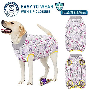 AOFITEE Dog Recovery Suit, Surgical Recovery Suit for Dog Female After Spay, Rabbit Pattern Dog Recovery Shirt for Abdominal Wounds, Anti Licking Dog Onesie Jumpsuit E-Collar Cone Alternative 3XL