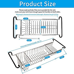 susunnus Stainless Steel Telescopic Sink Storage Rack Holder Expandable Sink Rack Caddy Sponge Holder for Kitchen Sink Hanging Sink Rack for top of Sink,Sliver
