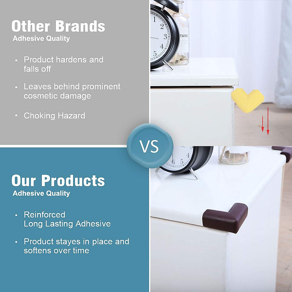 uxcell 4 Pack Foam Furniture Table Desk Edge Cover Pads Protectors Corner Cushions Bumper Guards Brown