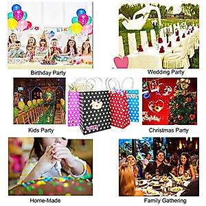 ADIDO EVA Small Polka Dot Christmas Gift Bags Red Kraft Paper Bags with Handles for Party Favors (8.2 x 6 x 3.1 In 12 PCS)