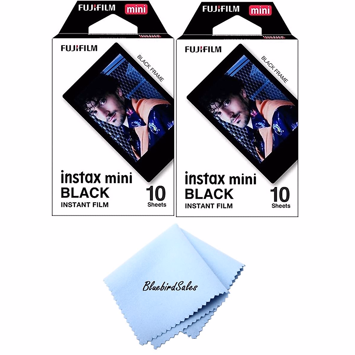 Fujifilm Instant Mini Black Frame Film BluebirdSales Starter Kit (2 Pack) 20 Exposures