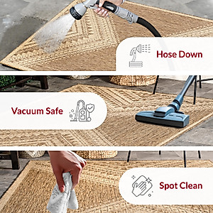 nuLOOM 4' x 6' Outdoor Performance Area Rug, Stain Resistant, Weather Resistant, High Traffic, Patio, Balcony, Outside, Landry Brown