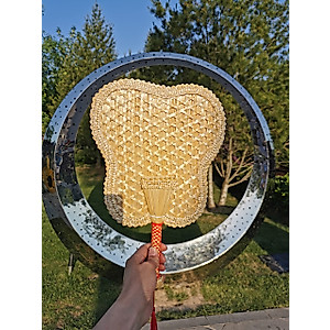 Kailinst Hand Woven Fan,Folding Hand Fan,Wheat Straw Hand Fan,Manual Fan,Hand Fans Women Foldable,Suitable for Summer,Barbecue,Decoration(7.2"Petal Fan)