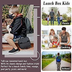 TuErCao Lunch Box for Men Women Adult Insulated Lunch Bag for Kids for School, Reusable Portable Soft Cooler Bag for Picnic Car Travel Road Trips, Dark Grey
