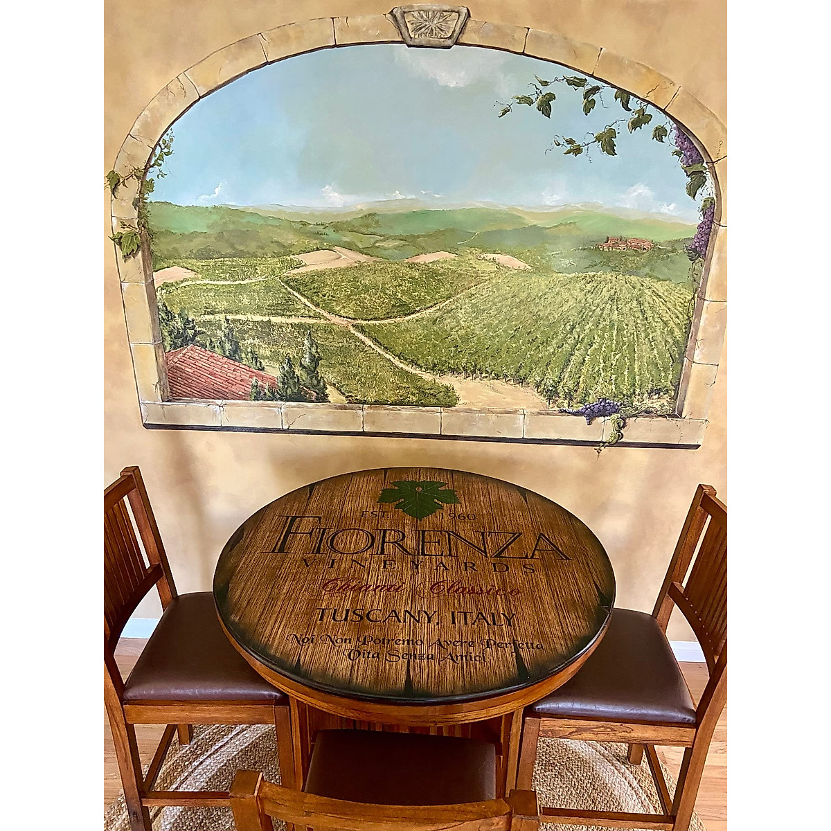 Personalized Table Top Inspired by Old Wine Barrels, Living Room Home Bar Man Cave Wood Furniture, Custom Gifts, Size 16/20/24/30/36/40/42/46 Inch