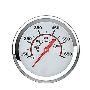 1.8 Inch Barbecue Grill Temperature Gauge Replacement for CharBroil Models Pit BBQ Thermometer Fahrenheit and Heat Indicator for Meat Cooking, Stainless Steel Temp Gauge