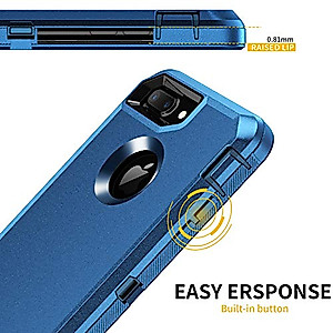 RegSun for iPhone 8 Plus,iPhone 7 Plus Case,Built-in Screen Protector, Shockproof 3-Layer Full Body Protection Rugged Heavy Duty High Impact Hard Cover Case for iPhone 8+/7+ 5.5 inch,Blue