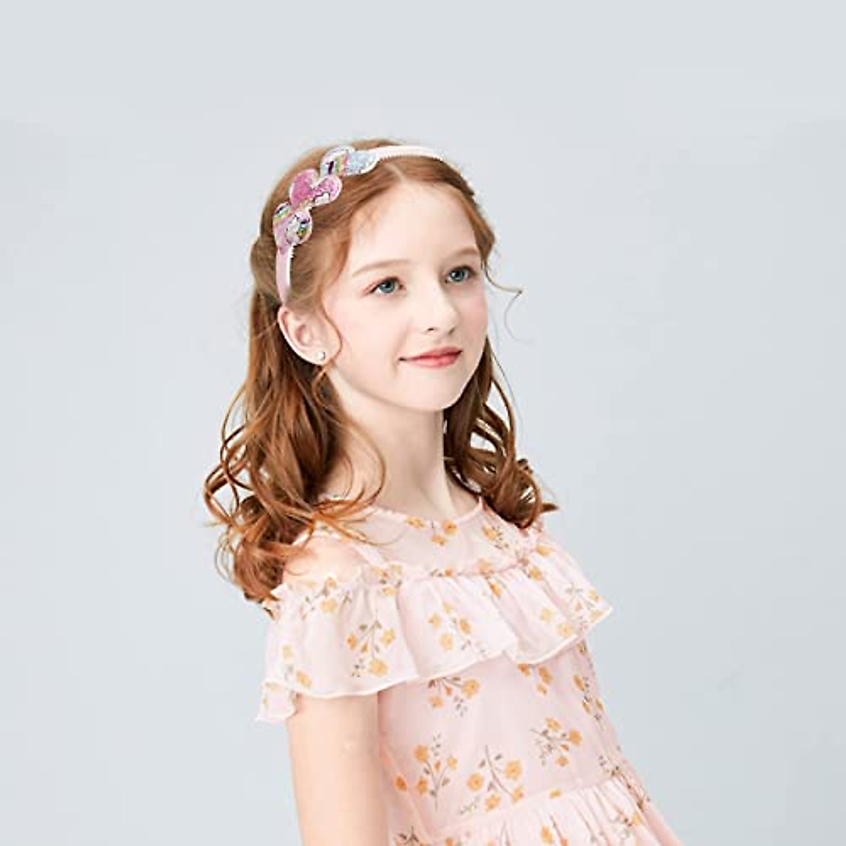 Fishdown Girls Glitter Headbands Toddler Sequin Head Bands with Teeth Non-slip Glitter Headband Hairband for Girls and Kids(6Pcs)