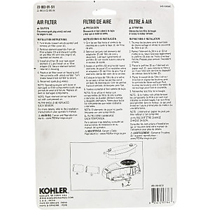22 883 01-S1 Air Filter Kit For Kohler & Cub Cadet XT1-LT42, 490-200-K072, KH-22-883-01-S1