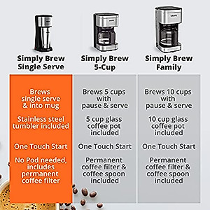 KRUPS Simply Brew to Go Single Serve Drip Coffee Maker with Travel Tumbler Included, 12 fluid ounces, Silver and Black