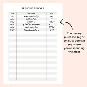 Elyse Breanne Design Budget Planner • Undated monthly finance organizer with daily expense tracker • Includes sticker sheet and built-in pocket for organizing bills and receipts