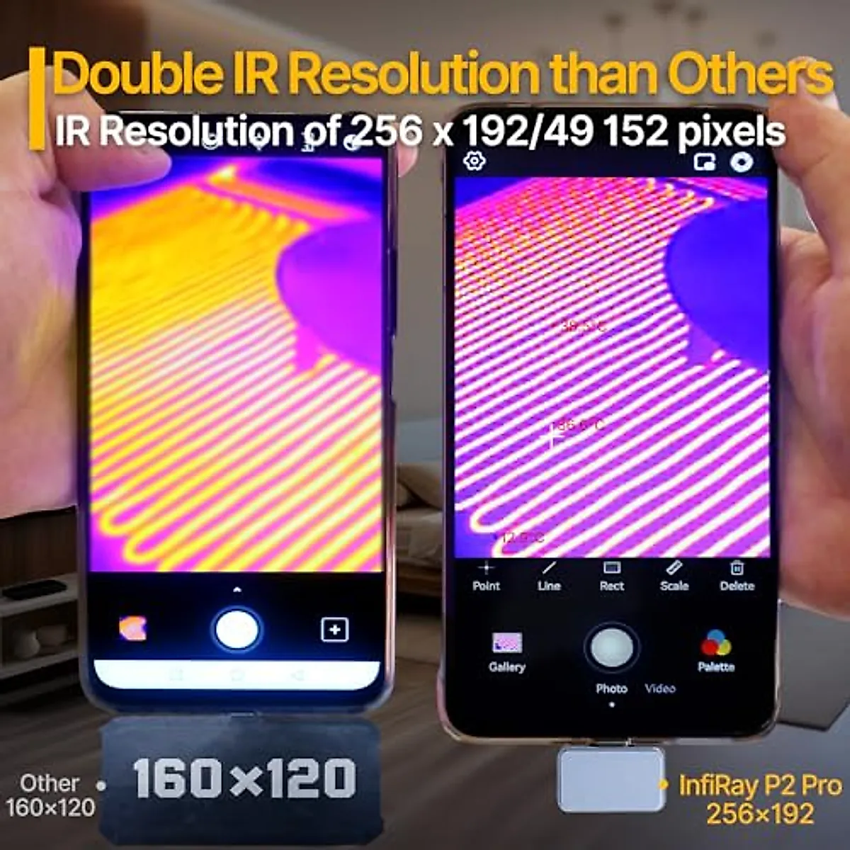 InfiRay P2 Pro Thermal Camera for Android, 256x192 IR High Resolution, 9g Smallest Thermal Imager with -4°F to 1112°F Temp Range, Video Recording Supported, Works for Smartphones and PC & Tablets