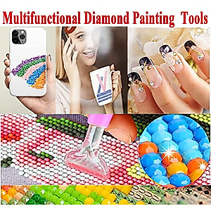 Diamond Painting Accessories Kits-5d Diamond Art Dot Bead Replacement Missing Drill Stones for Adults,DIY Embroidery Wax Tacky Tool-30 Colors,1500 Round Gems,3 Painting Glue Clay,2 Stitch Pen,2 Tray