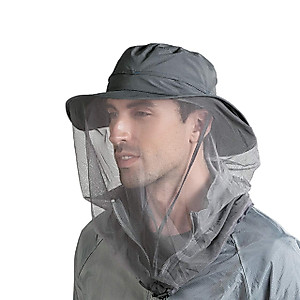 FALETO Men's t Safari Mesh Hats Outdoors Fishing Hat Sun Proction Cap with Neck Flat Bonnie Bucket Adjustable Caps Gorras para Hombres Summer Hunting Large Brim Hat for Women Grey