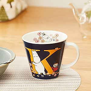 山加商店 Yamaka Shoten MM630-11K Moomin Initial Mug, K, Capacity: Approx. 11.8 fl oz (340 ml), Microwave Safe, Moomin Goods, Scandinavian, Mother's Day, Gift, Tableware, Gift, Wedding Gift, Made in Japan
