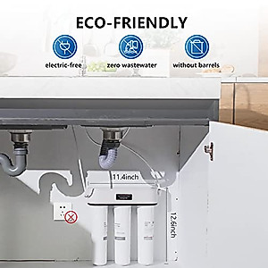FACHIOO Under Sink Water Filter NSF/ANSI 53&42 Certified 7-Stage Water Filter with Washable Filter Element, Dedicated Faucet, Reduces Particulate, Chlorine Taste and Odor, Lead, Turbidity
