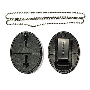 Hero’S Pride™ Universal Shield Leather Badge Holder with Hook & Loop Closure (Holder Only) - Premium Badge Holder for Police, Law Enforcement, Security Officer - Neck Chain Included