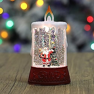 BELOWSYALER Christmas Bauble Christmas Snow Globe Candle Light Battery Operated Wind Lamps Sequins Water Injections Night Lights for Home Decorations