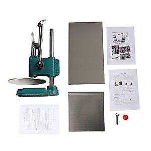 Pizza Dough Press Machine, Commercial Pizza Pastry Press Machine w/Dual Plates, Stainless-Steel Pizza Press w/ 0.2" Thick Disc, Kitchen Dough Pastry Manual Press Machine w/Cast Iron Base (9.5Inch)