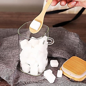 SAIOOL Glass Jars Set of 3 * 15 OZ-Food Storage Containers Clear Kitchen Canister with Bamboo Spoon Airtight For Serving Candy,Coffee Tea, Flour, Sugar, Cookie, Cereal(Square