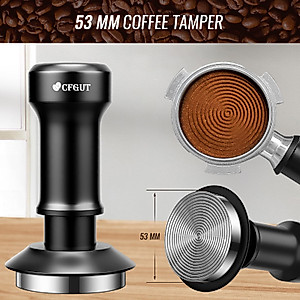 53mm Espresso Tamper - Dual Calibrated Spring Loaded Coffee Tamper - Premium Stainless Steel Base - Espresso Press Tamper for Barista Home Coffee Espresso Machine