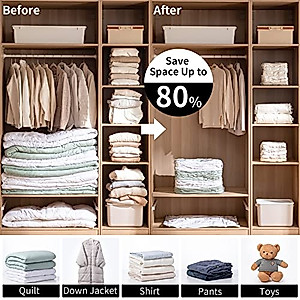 CLEVHOM Vacuum Storage Bags Combo 12 Pack, Vatiety Space Saver Bags for Clothes Beddings Comforters Blankets Quilts Duvets Coat Jacket Sweater, Vacuum Sealer Bags Save 80% Space for Closet Organizers and Storage