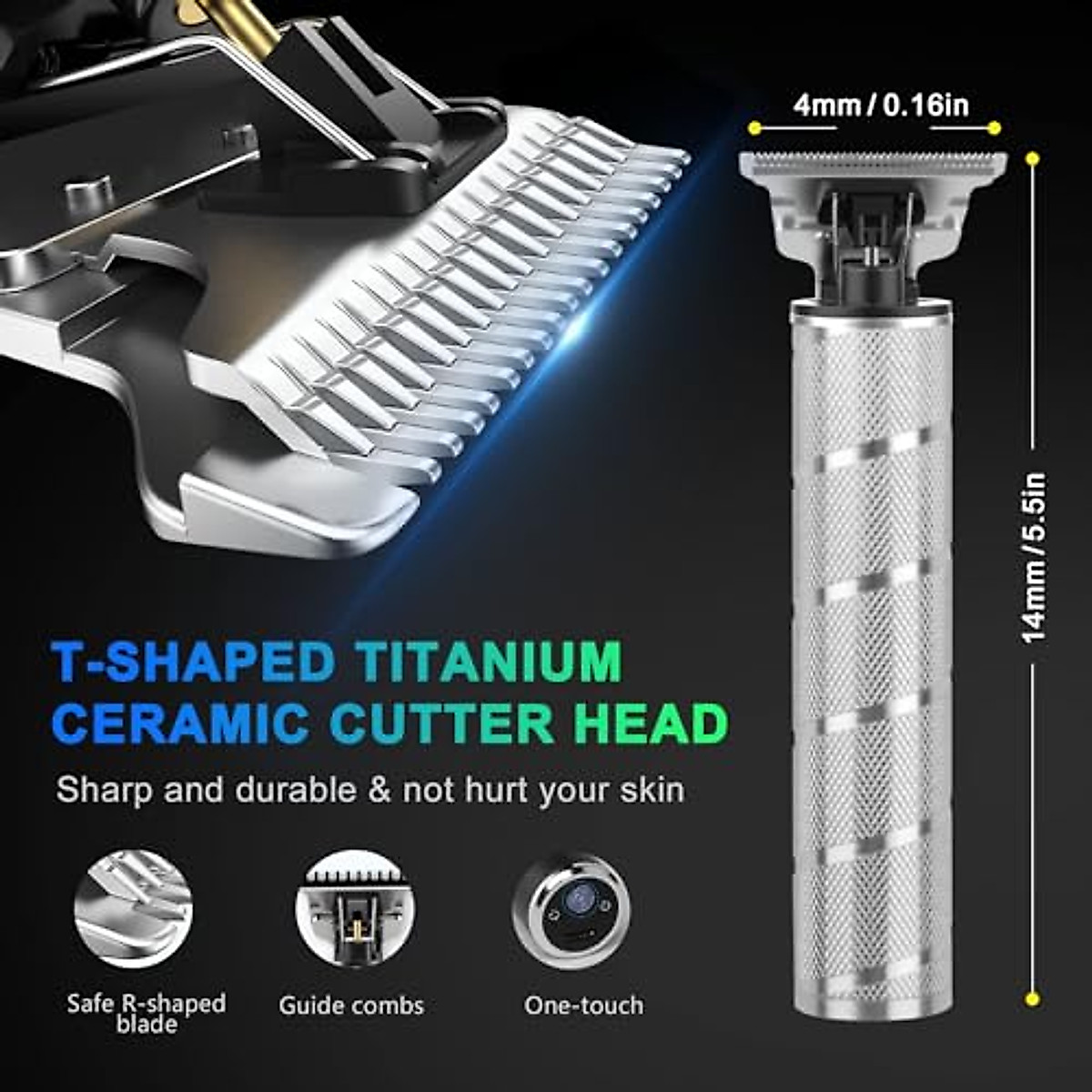 Ufree Hair Trimmer for Men, Beard Trimmer for Men Electric Razor Shavers Cordless Hair Clippers for Men, Zero Gapped T Blade Liners Grooming Hair Cutting Kit, Valentines Day Gifts for Men(Silver)