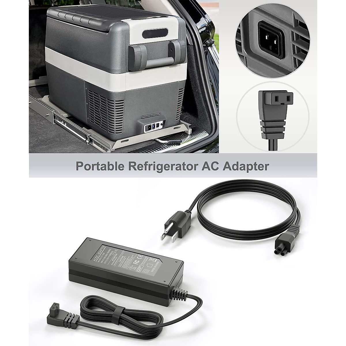 Portable Refrigerator AC Power Adapter, Fridge Freezer AC Power Cord for Alpicool, ARB, ICECO, Setpower, Aspenora, Ausranvik, AstroAI, JoyTutus, Kalamera, F40C4TMP Portable Freezer Fridge