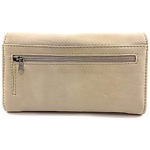 Zelris Fall Fern Leaf Western Cross Women Conceal Carry Handbag Wallet Set (Beige)