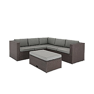 Baner Garden (K35-CH 4 Pieces Outdoor Furniture Complete Patio Cushion Wicker Rattan Garden Corner Sofa Couch Set, Chocolate