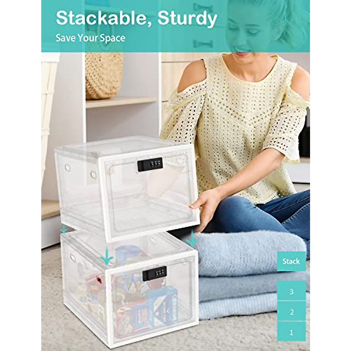 Lockable Box, Medicine Lock Box for Safe Medication, Clear Lockable Storage Box for Medicine, Food and Home Safety, Lockable Storage Bin, Refrigerator Storage Bins…