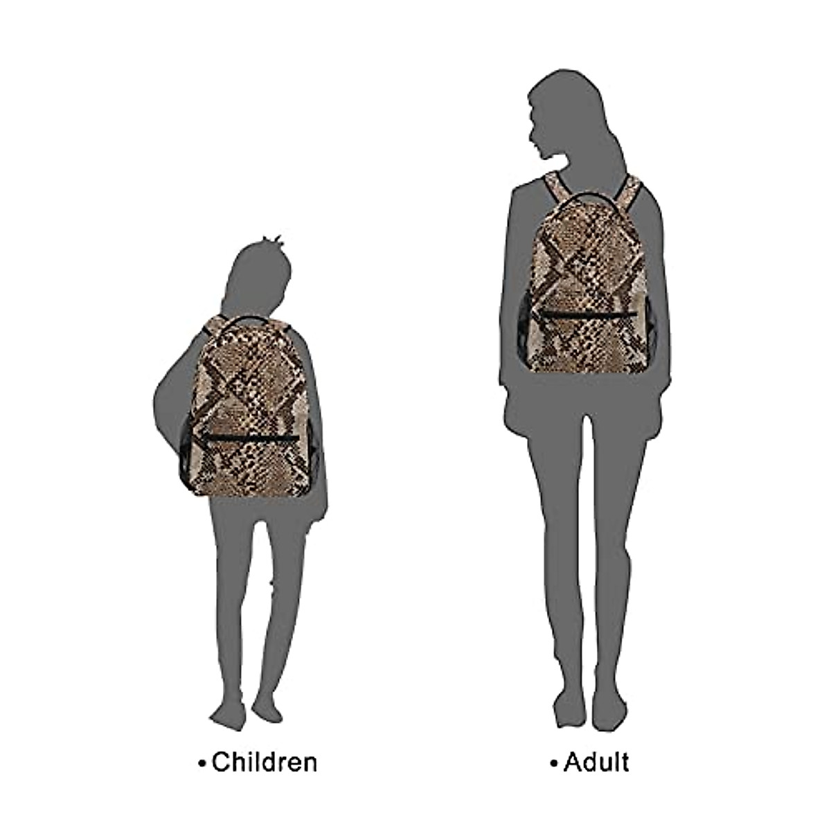 QUGRL Snake Skin Print 16" School Bookbag Cool Elementary Schoolbag College Daypack Animal Backpack Travel Sports