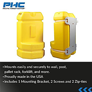 Pacific Handy Cutter Blade Bank, Used Razor Blade Disposal with Wall Mount, Safely Dispose of Used Blades, Keep Blades Out of Trash Bags, Off of Floors, and Away from Other Hazardous Locations, Yellow (BH00206)