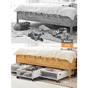 Fulpower Under Bed Storage, 2 Pack Under Bed Storage with Wheels, Large Under Bed Rolling Storage with Lid, Bedroom Storage Organizer for Clothes, Shoes,Toys, Books, Bedding, Blankets WHITE