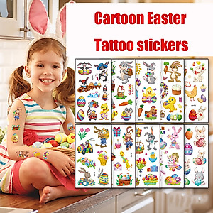 Easter Tattoos Stickers for Kids (231pcs) for Hand Body Face Temporary Tattoo Easter Bunny Decorations, Easter Basket, Easter Eggs Activity (Easter Bunny Eggs Decorations)