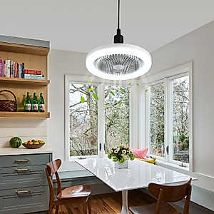 CICIYIG Small Ceiling Fan Indoor with Lights Bulb 10" E26 Screw Base Enclosed Ceiling Fan with Lights 30W Low Profile Ceiling Light Fan for Kitchen Garage RV Basement Socket Fan Light 6500K (White-1)