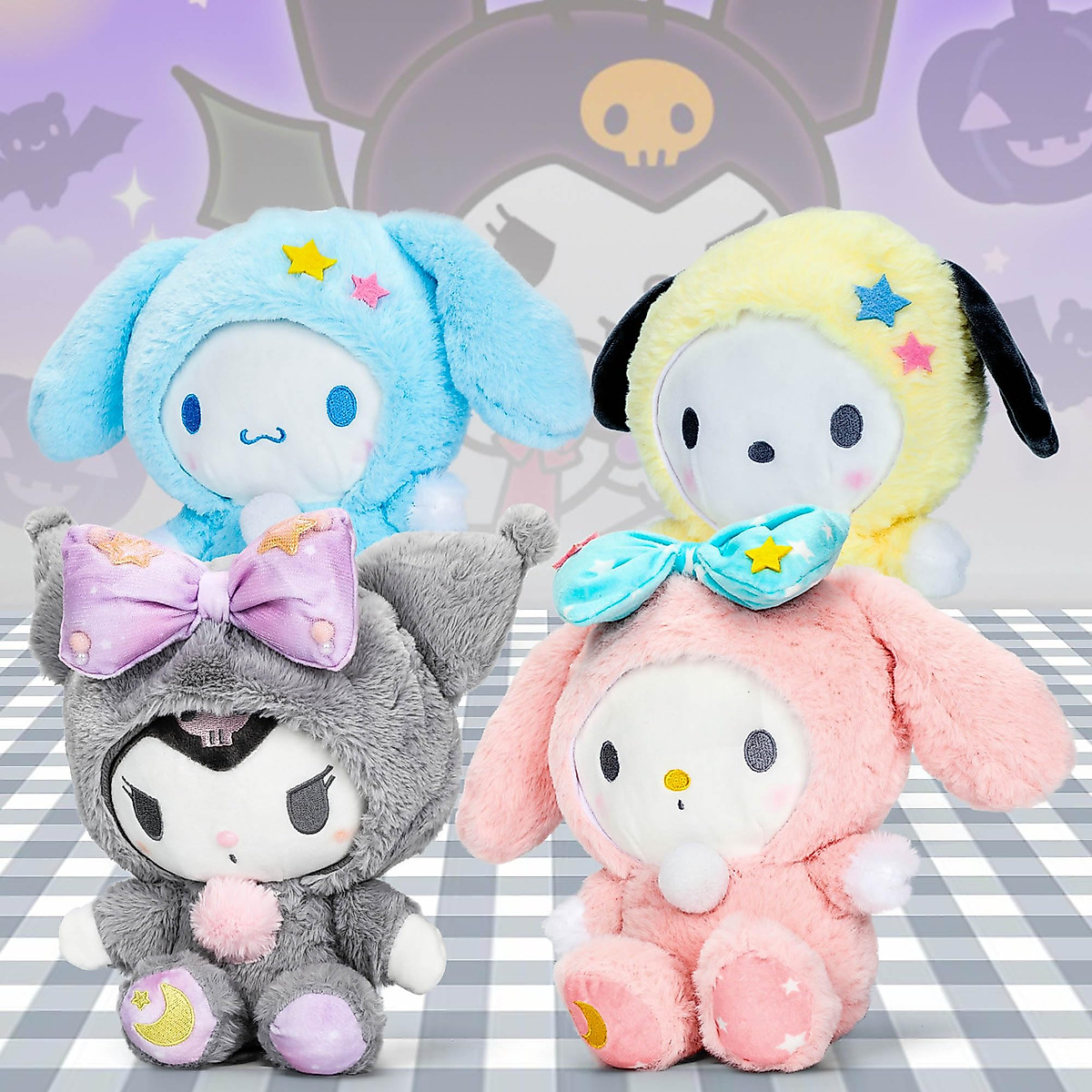 Datigur 4 Pack Kawaii Anime Plush Toys, Cute 10 Inch Stuffed Animal Pillow Doll Soft Cartoon Room Decor Toy Perfect Birthday Party Favor Present for Girls Boys Fans