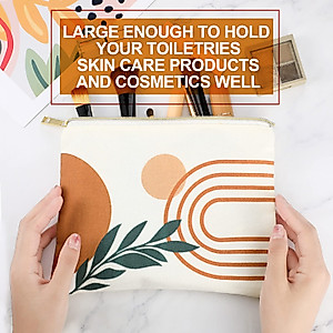 4 Pcs Boho Cosmetic Bags Retro Makeup Bag Canvas Makeup Pouch for Purse Quotes Printed Cosmetic Pouch Preppy Bag Cute Pencil Pouch Preppy Organizer (Boho Style)