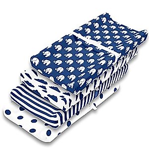 Changing Pad Cover – Premium Baby Changing Pad Covers 4 Pack – Boy or Girl Changing Pad Cover – Pure Jersey Machine Washable Navy and White Changing Table Cover – Diaper Changing Pad Cover Sheets