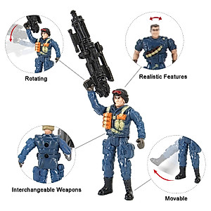 Liberty Imports Police Patrol Special Forces Action Figures Soldiers Vehicles & Accessories - Military Toy Combat Mega Playset in Storage Bucket (75 Pieces)