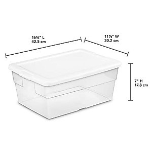 Sterilite 16 Qt Stackable Clear Plastic Storage Bin Tote Container Organizer with Handles & Indented White Lid for Organization and Storage (24 Pack)