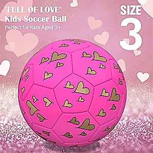 PP PICADOR Kids Soccer Ball Size 3, Toddler Pink Soccer Balls for Little Girls Boys Child 4-8 Gift Toys Outdoor Home Sport with Pump
