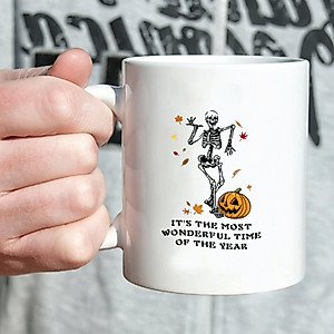 Funny Halloween Mug, It's the Most Wonderful Time of the Year Coffee Mug, Scary Dancing Skeleton Halloween Decor Coffee Mugs, Halloween Gifts for Women Men - 11oz