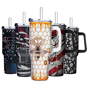 Gome Queen Bee 40 oz Tumbler with Handle - Stainless Steel Cup with Straw - Insulated Coffee Mug with Lid - Queen Bee Birthday Gifts for Women - Hand Wash Only