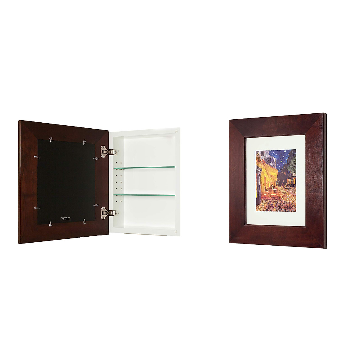 Fox Hollow Furnishings 14x18 Concealed Medicine Cabinet (Large), a Recessed Mirrorless Medicine Cabinet with a Picture Frame Door (Espresso)