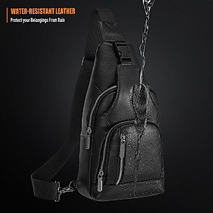 Polare Cowhide Leather Casual Sling Bag Anti Theft Chest Crossbody Shoulder Bags Waterproof Travel Daypack for Men